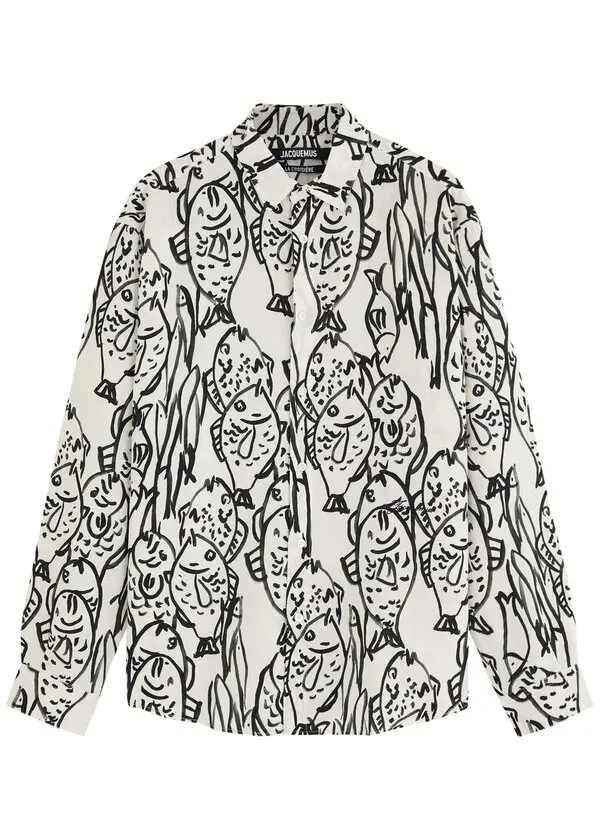 Jacquemus La Chemise Simon Printed Woven Shirt - Black And White