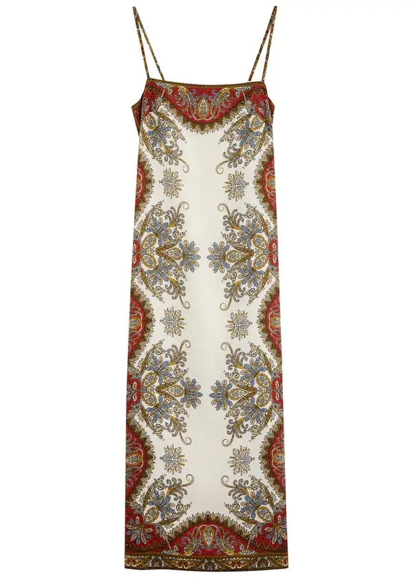 Veronica Beard Petra Paisley-print Linen Midi Dress