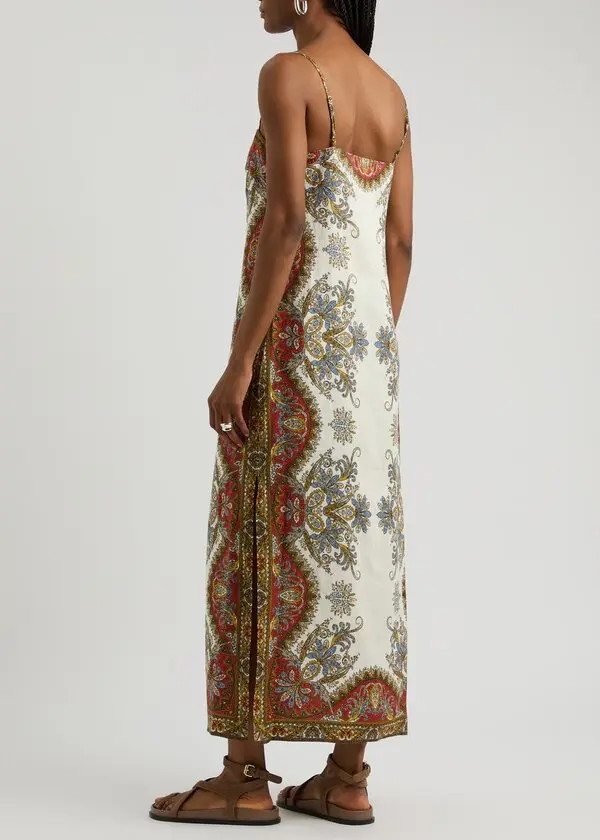 Veronica Beard Petra Paisley-print Linen Midi Dress
