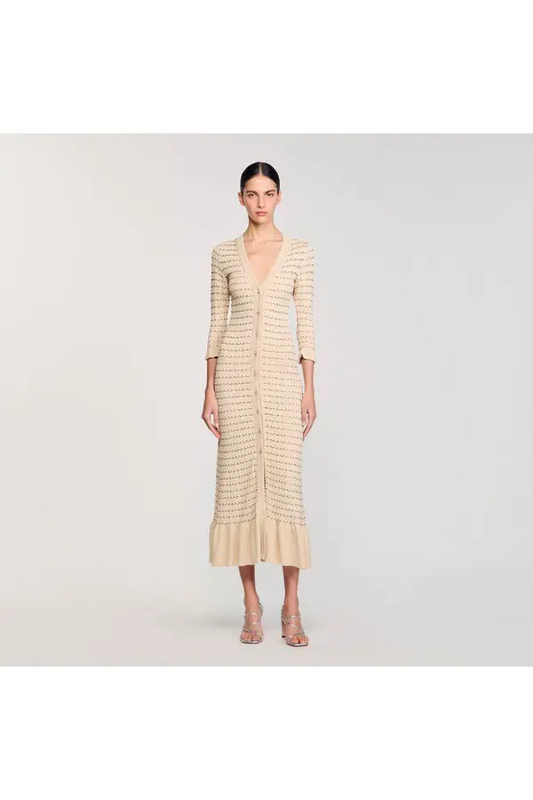 Sandro Rhinestone Knit Maxi Dress In Brown / Neutral - 60% Off |  Editorialist