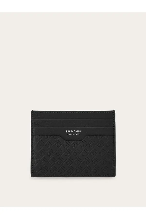 FERRAGAMO Monogram Credit Card Holder - Black