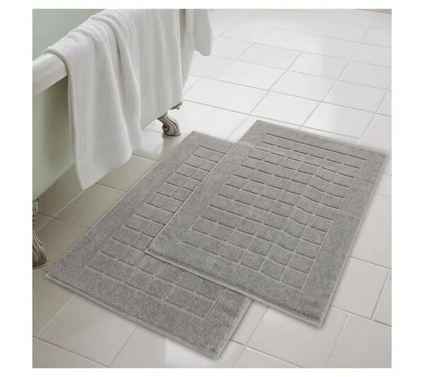 SUPERIOR 2 Piece Nora Cotton Absorbent Geometri C Bathmats Set - One-color