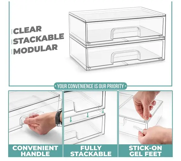 SORBUS Storage Containers With Pull-out Drawers 2 Pack,wide