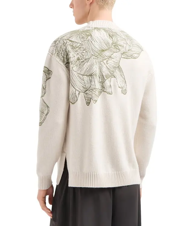 Emporio Armani Embroidered Leaf Pullover - Cream