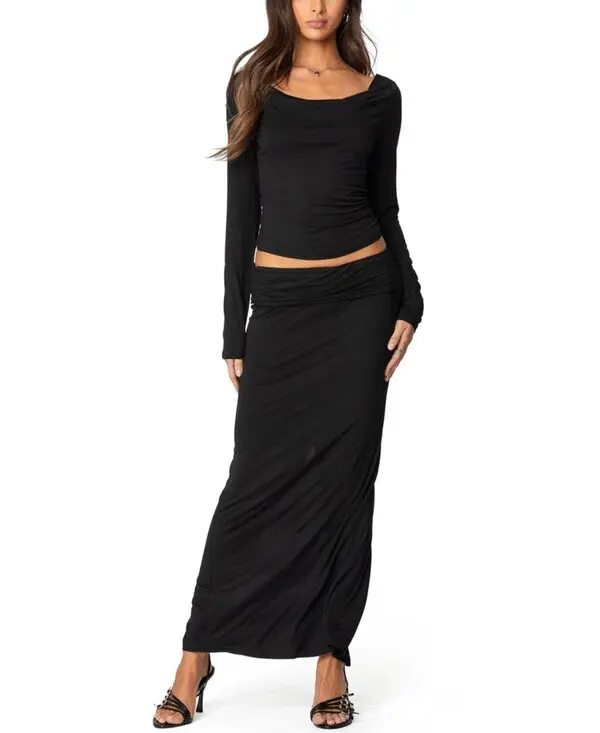 EDIKTED Johanna Fold Over Maxi Skirt