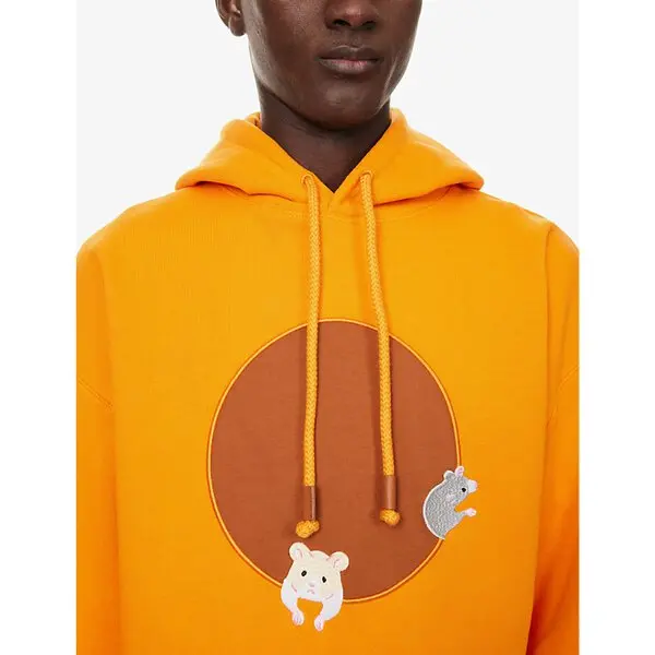 LOEWE 服 Loewe X Suna Fujita Graphic-Embroidery Relaxed-Fit Hoody In Orange