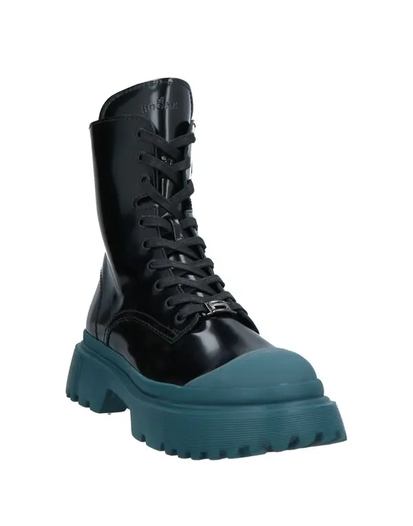 Hogan Lace-up Ankle Boots In Patent Leather