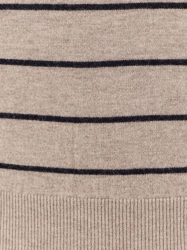 TONYWACK Super Fine Merino Wool Striped Polo Shirt - Beige