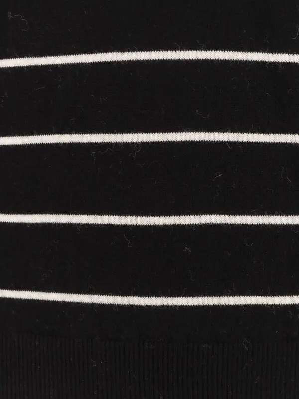 TONYWACK Super Fine Merino Wool Striped Polo Shirt - Black