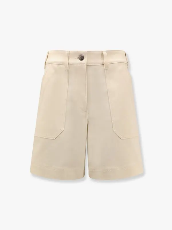 Moncler Stretch Cotton Shorts With Logo Patch