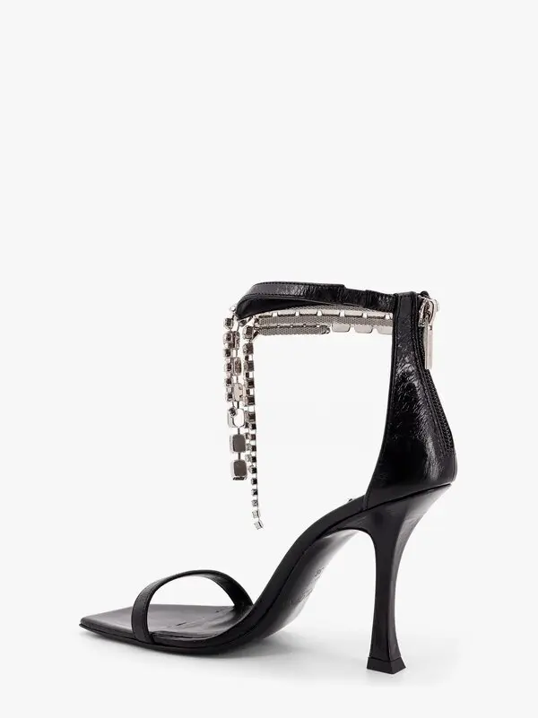 JIMMY CHOO Embellished Leather Stiletto Sandals - Black