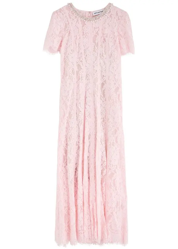 SELF-PORTRAIT Sequin-embellished Lace Midi Dress