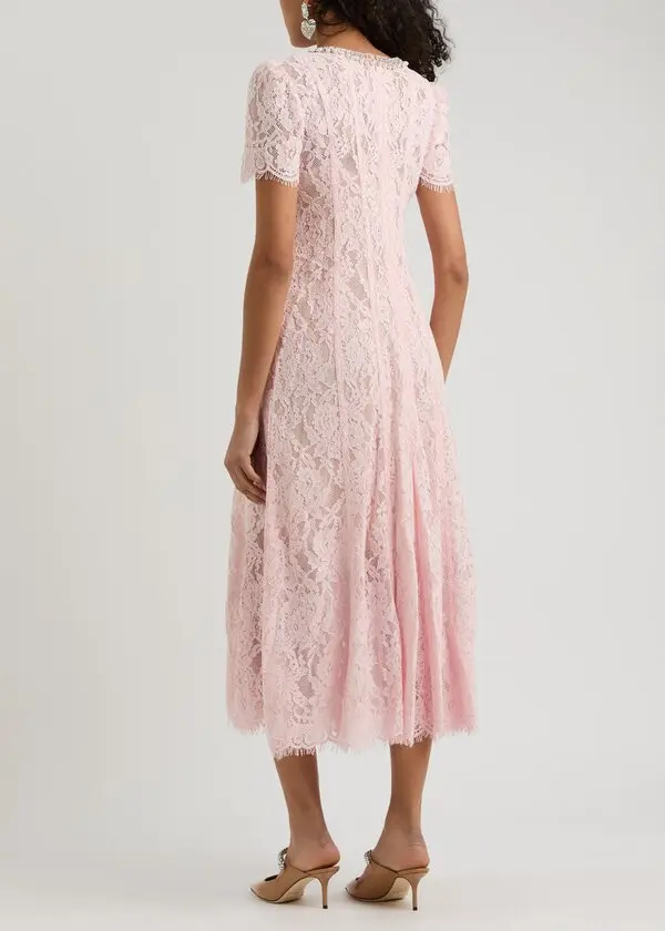 SELF-PORTRAIT Sequin-embellished Lace Midi Dress