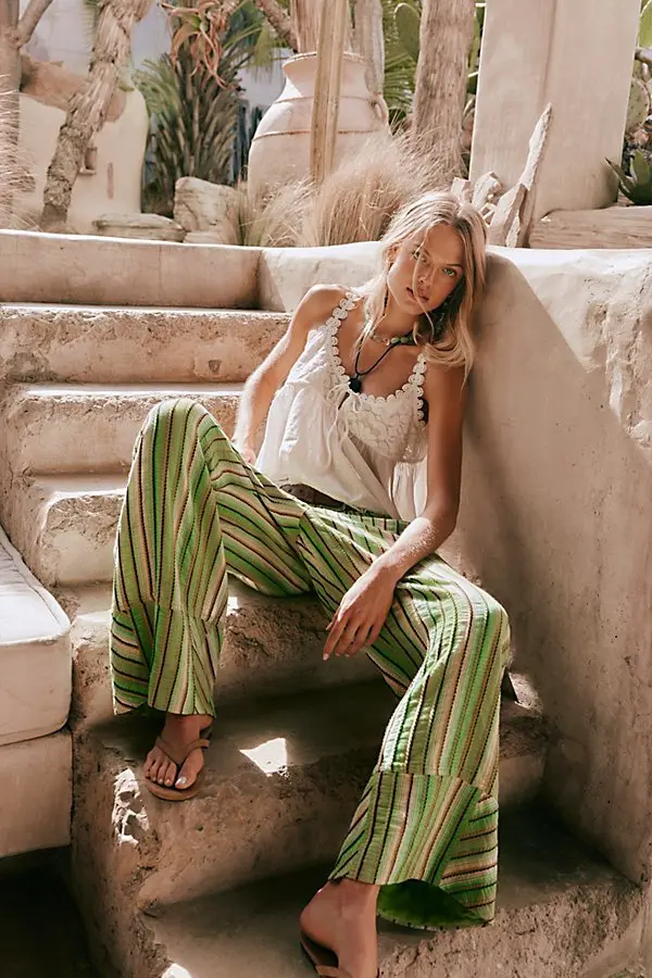 Free People Day's End Stripe Pants - Camo Combo