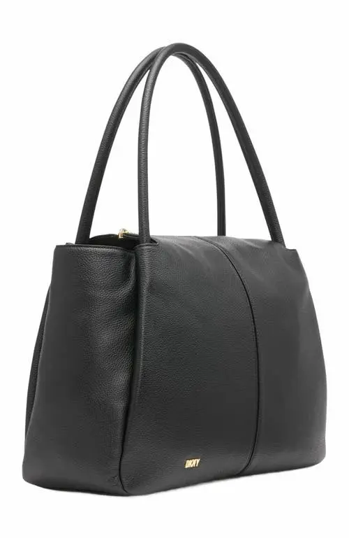 Dkny Sabina Pebble Leather Tote Bag - Blk/gold