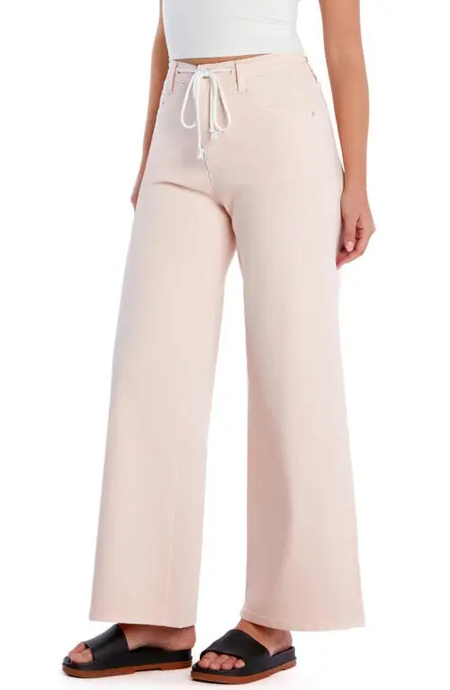 HINT OF BLU Mighty Drawstring High Waist Wide Leg Jeans - Cloud Pink