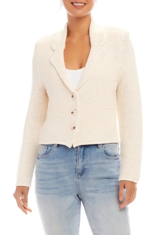 Karen Kane Open Stitch Cropped Sweater Blazer