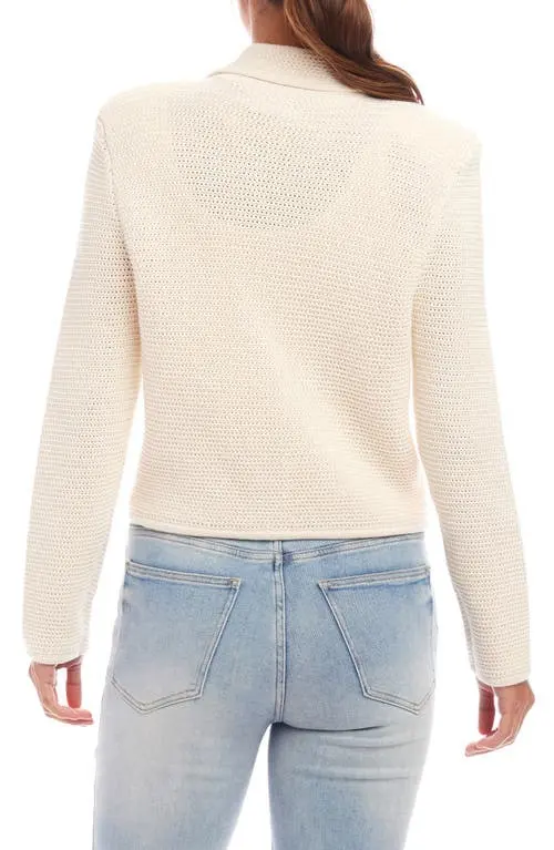 Karen Kane Open Stitch Cropped Sweater Blazer