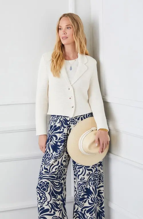 Karen Kane Open Stitch Cropped Sweater Blazer