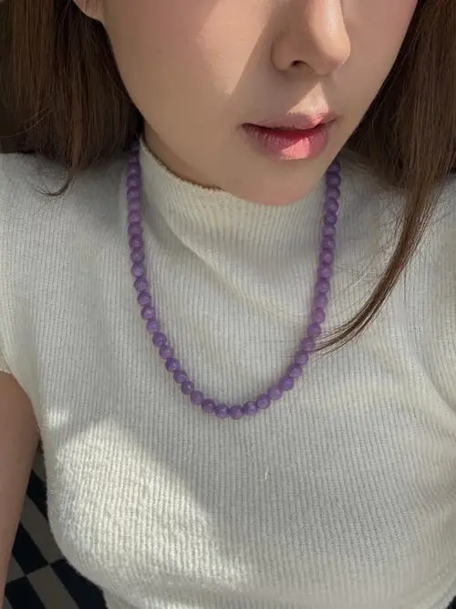SEREE Lilac Jade Beaded Necklace