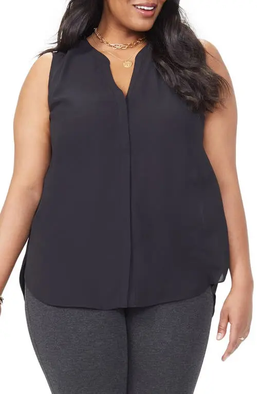 NYDJ Print Sleeveless Split-neck Top - Black