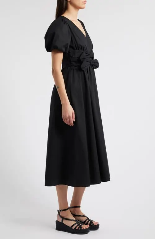 moon river black midi dress Strapless Front Twist Mix Media Midi Dress from Moon River exclusive   Urbanheer