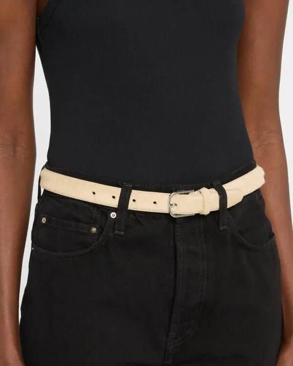 TOTEME Pony Hair Leather Belt - Sand