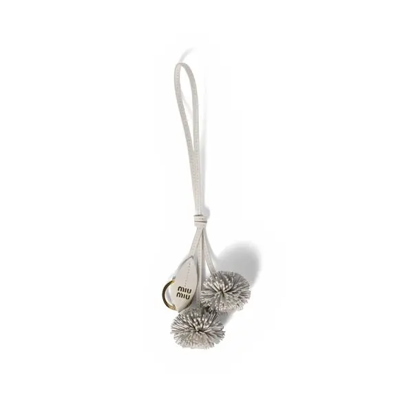 Miu Miu Trick Leather Keyring - White