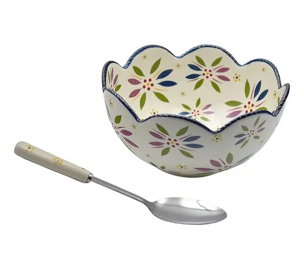 TEMP-TATIONS Old World 3-qt Scalloped Serving Bowl W/ Spoon - One-color