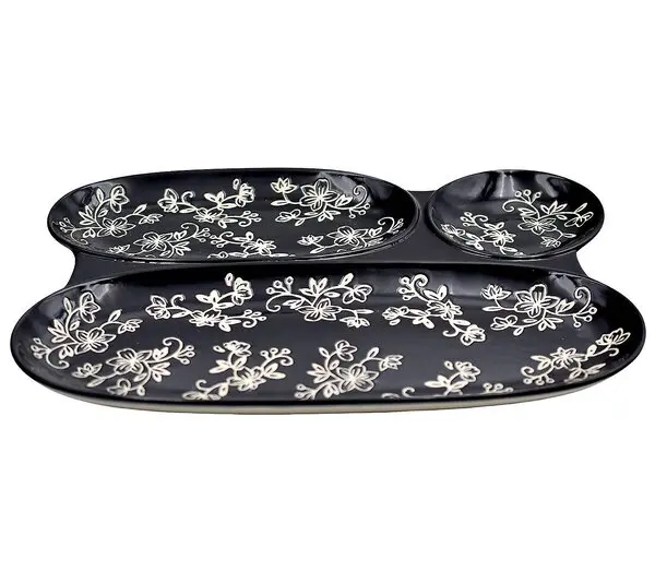 TEMP-TATIONS Floral Lace 3-section Snack Tray