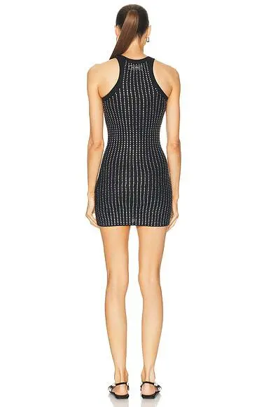 Attico Sleeveless Crystal Midi Dress - Black