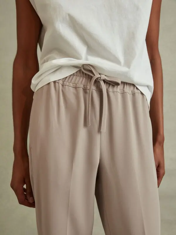 REISS Hailey Tapered Trousers - Brown