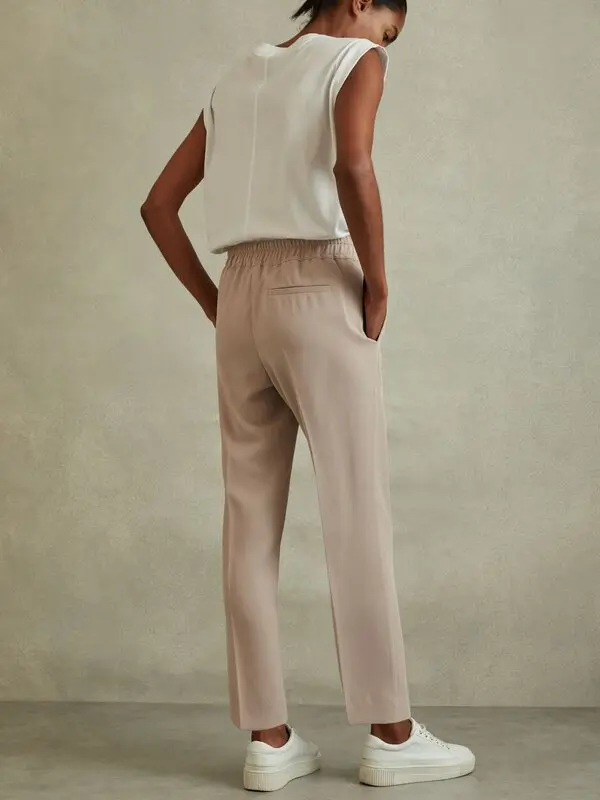 REISS Hailey Tapered Trousers - Brown