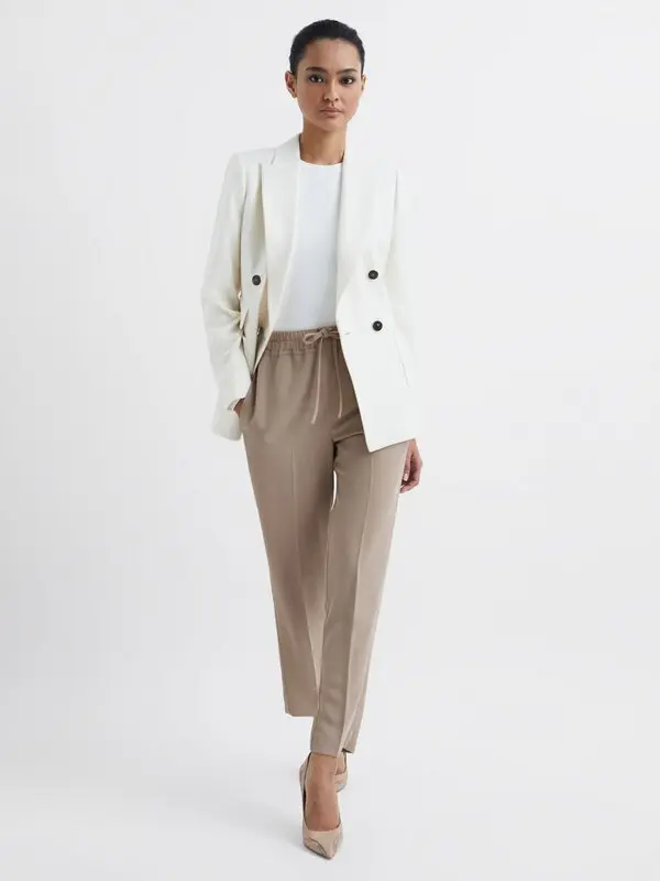 REISS Hailey Tapered Trousers - Brown