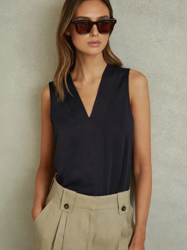 REISS Mira V-neck Shell Top