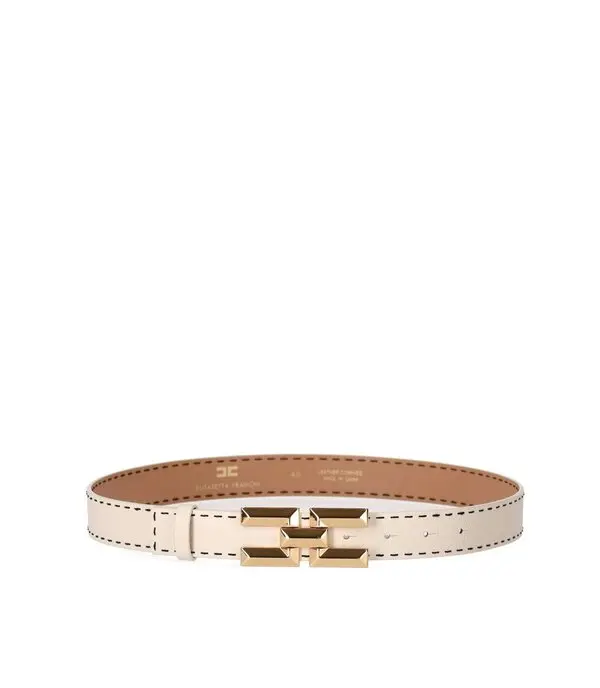 Elisabetta Franchi High-waisted Leather Belt - White