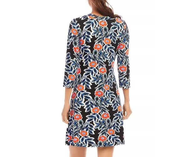 Karen Kane Three Quarter Sleeve A-Line Dress In Print - 60% Off |  Editorialist