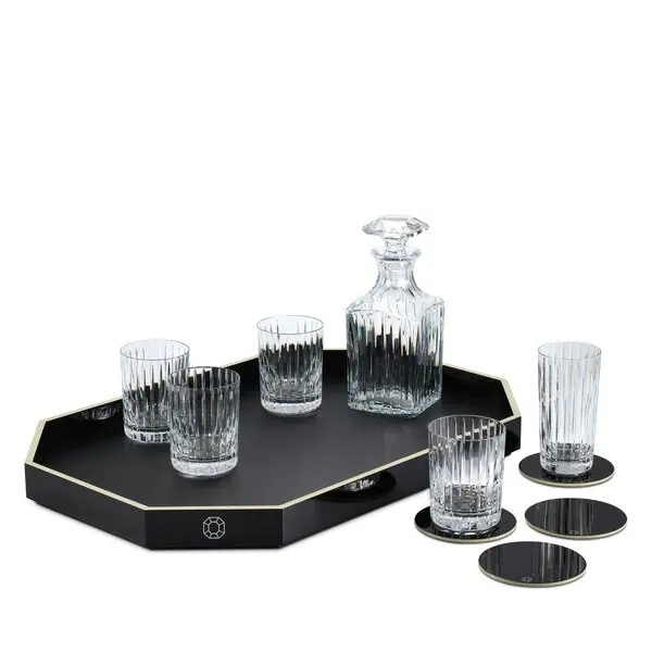 THE MARTHA, BY BACCARAT Octagon Coaster Set - Black