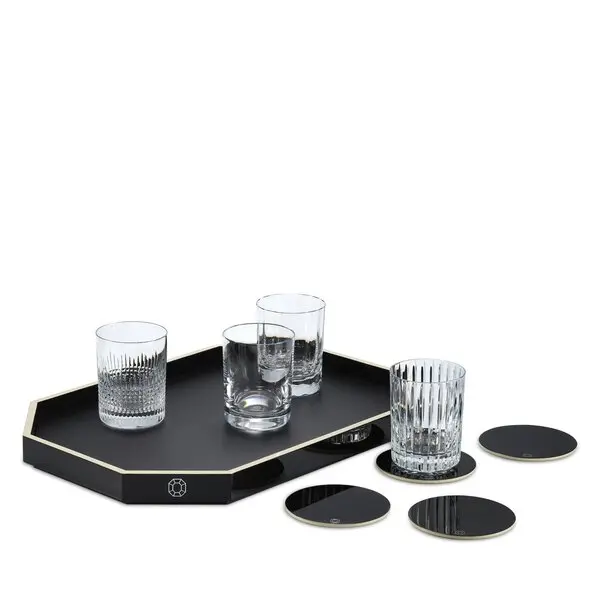 THE MARTHA, BY BACCARAT Octagon Coaster Set - Black