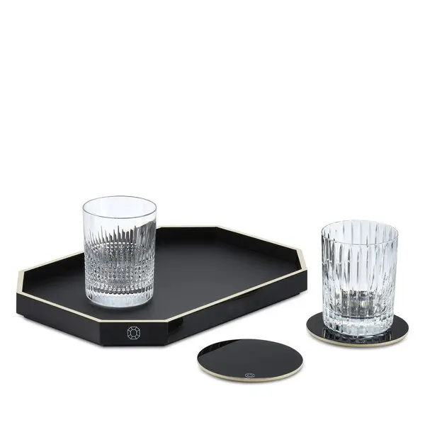 THE MARTHA, BY BACCARAT Octagon Coaster Set - Black