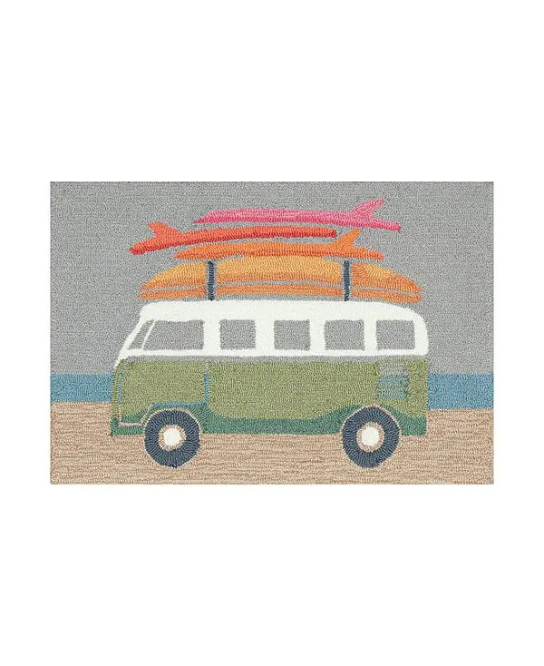 LUSH DECOR Liora Manne Frontporch Van Life Area Rug, 2' X 3 - Aqua