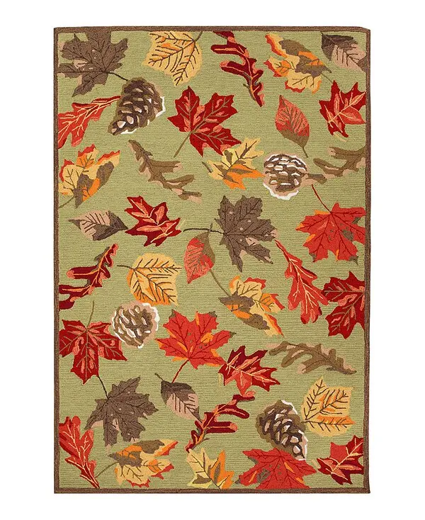 LIORA MANNE Ravella Falling Leaves Area Rug, 5' X 7'6 - Moss