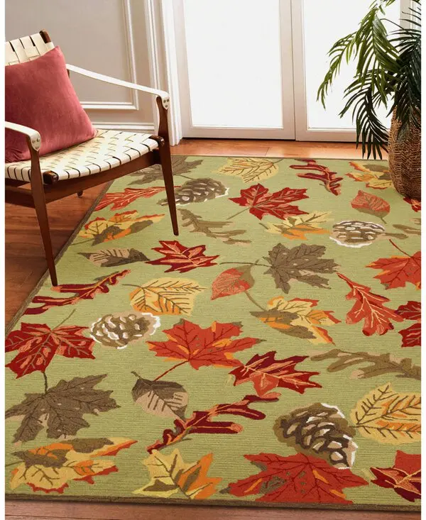 LUSH DECOR Liora Manne Ravella Falling Leaves Area Rug, 5' X 7'6 - Moss