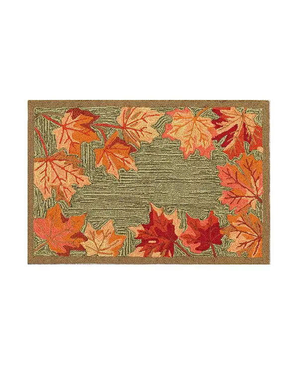 LUSH DECOR Liora Manne Ravella Falling Leaves Border Area Rug, 2' X 3 - Moss