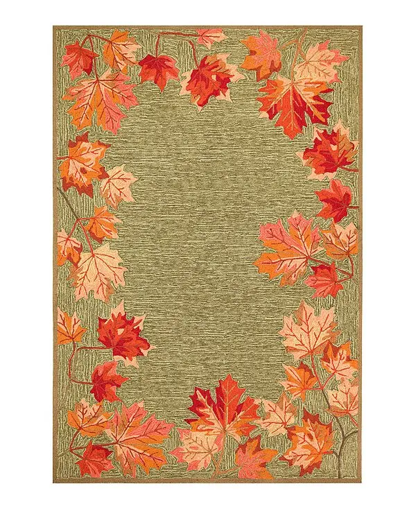 LUSH DECOR Liora Manne Ravella Falling Leaves Border Area Rug, 5' X 7'6 - Moss