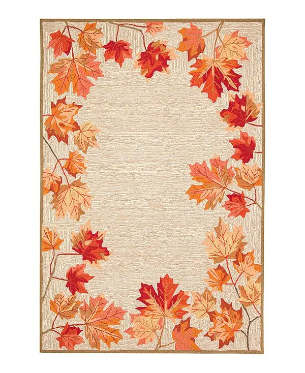 LIORA MANNE Ravella Falling Leaves Border Area Rug, 5' X 7'6 - Natural