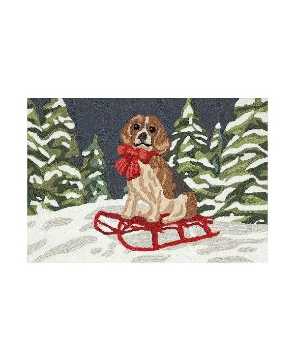 LIORA MANNE Frontporch Winter Sled Dog Area Rug, 2' X 3 - Multi