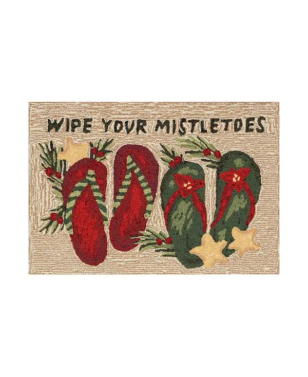 LUSH DECOR Liora Manne Frontporch Mistletoes Area Rug, 2' X 3 - Natural