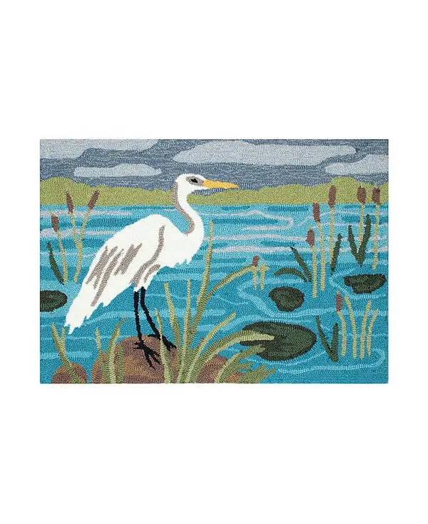 LIORA MANNE Frontporch Egret Area Rug, 1'8 X 2'6 - Lake