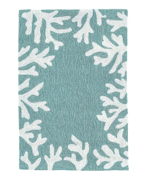 LIORA MANNE Capri Border Area Rug, 1'8 X 2'6 - Aqua